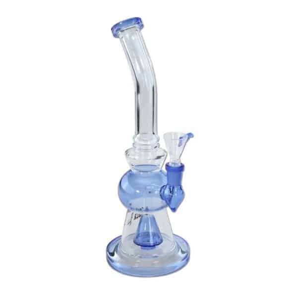 Black Leaf Glass Bong with Percolator - Light Blue - The Hempers