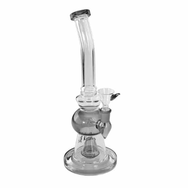 Black Leaf Glass Bong with Percolator - Grey - The Hempers