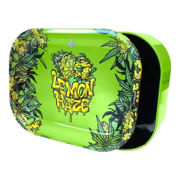 Best Buds Thin Box Rolling Tray With Storage - Lemon Haze - The Hempers